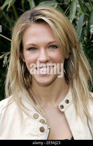 French singer Lorie poses in the 'VIP Village' during the second day of ...