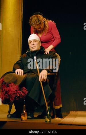 French actor Jacques Weber with Anne Suarez on stage for a rehersal of ...