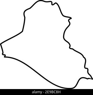 Iraq - solid black outline border map of country area. Simple flat ...