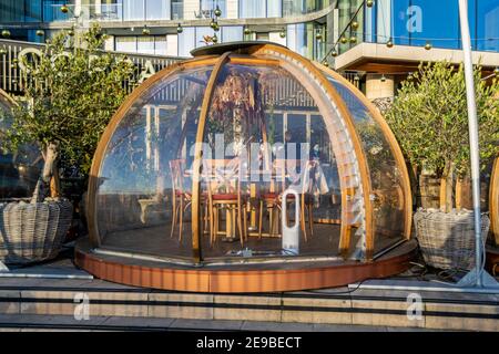 "Igloo's" outside Coppa Club's Tower bridge restaurant, London, England ...
