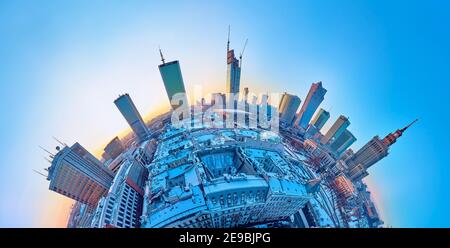 A beautiful view of modern skyscrapers under the clear sky during ...