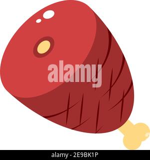 ham leg icon over white background, line style, vector illustration ...