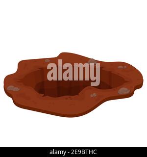 Hole, pit in ground in cartoon style isolated on white background stock ...
