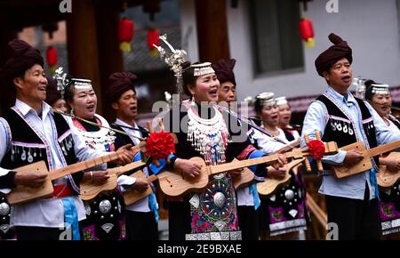 Guilin, China. 03rd Feb, 2021. The Dong people are celebrating the ...