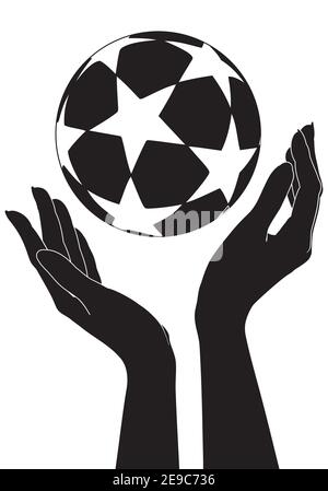 Two hands hold football ball vector icon. Football, soccer icon sport ...