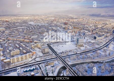 Aerial view of the cityscape od Kaliningrad in the deep winter Stock ...