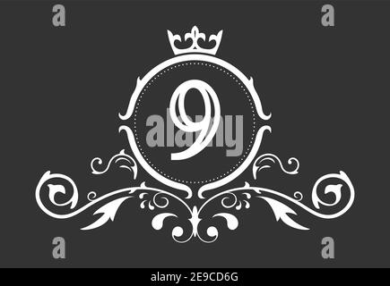 Stylized number 0. Ornament and crown monogram template for business ...