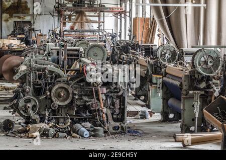machines in old spinning factory Stock Photo - Alamy
