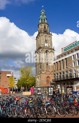 famous Martinitoren (Martini tower) in Groningen at night, Netherlands ...