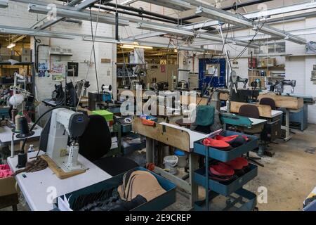 Inside the shoe factory of NPS Ltd, a British shoe maker, Wollaston ...
