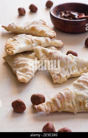 Delicious hazelnut on a grey concrete background Stock Photo - Alamy