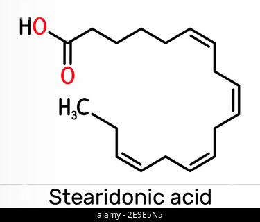 Stearidonic acid, moroctic acid, SDA molecule. It is an omega-3, fatty ...