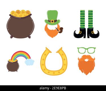 Patrick day set of six flat compositions with clover blossoms irish ...