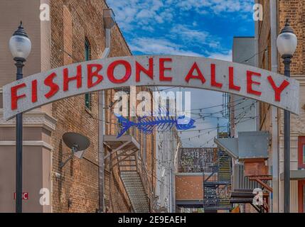 Fishbone Alley, pedestrian walkway in the downtown restaurant, bar and ...