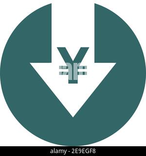 Cost reduction- decrease yuan icon. Vector symbol image isolated on ...