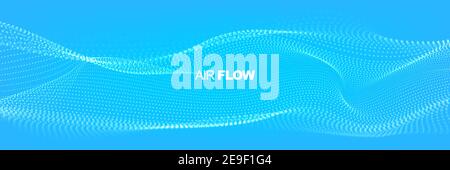 Particle waves showing a stream of clean fresh air. Flowing particles ...