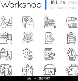 Corporate workshop outline icons collection. Corporate, Workshop ...