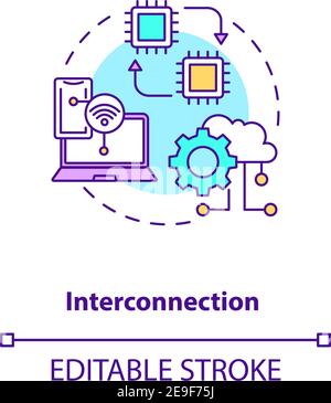 Interconnection linear icon concept. Interconnection line vector sign ...