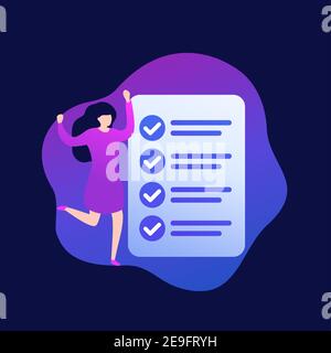 A cheerful cartoon illustration of a checklist with completed tasks and ...