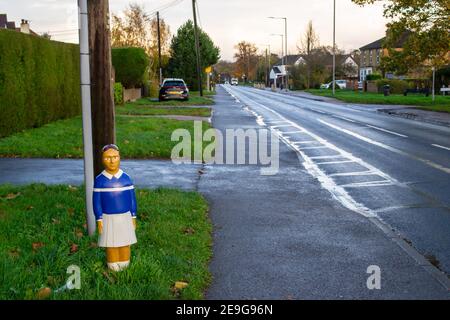 One of several creepy child-shaped bollards in Iver, Buckinghamshire ...