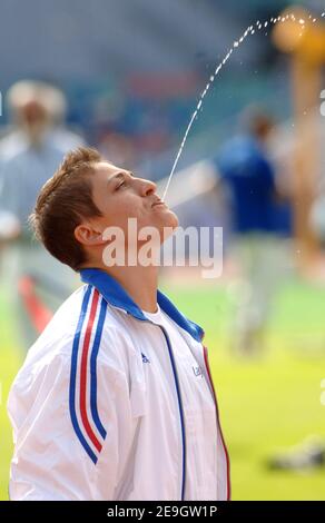 France's Laurence Manfredi competes in the women's shot put ...