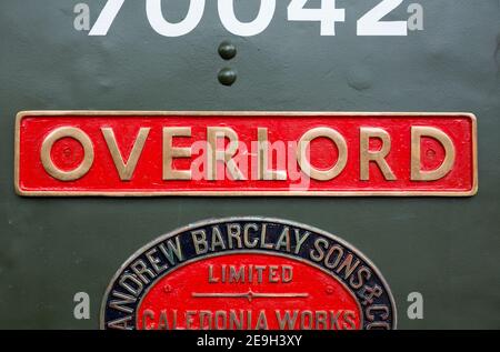 Name plate / nameplate of 'Overlord' a small diesel locomotive train ...