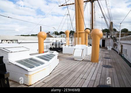 Steam funnel funnels, rigging & mast on upper deck of HMS Warrior ...
