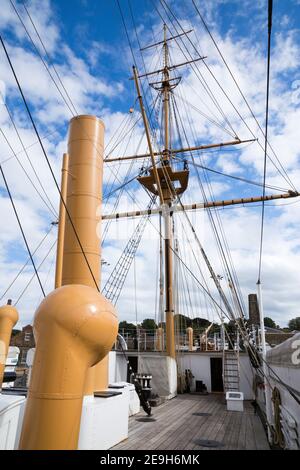 Steam funnel funnels, rigging & mast on upper deck of HMS Warrior ...
