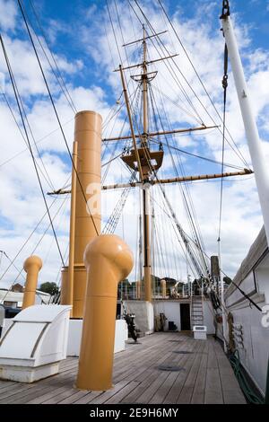 Steam funnel funnels, rigging & mast on upper deck of HMS Warrior ...