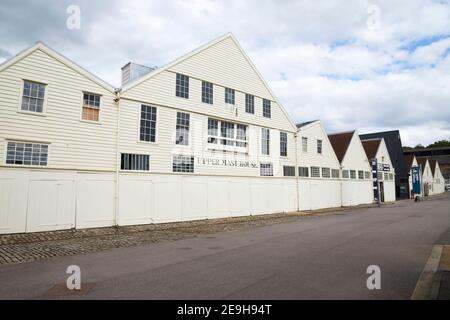 Front facade of The Upper Mast House / Masthouse; timber building with ...