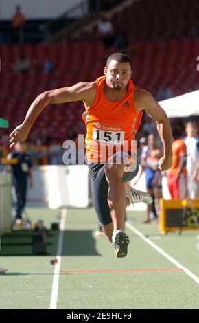USA's Aarik Wilson competes in the men's Triple Jump at the Crystal ...