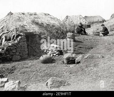 A late 19th century view of a crofter's cottage near Lochaber in the ...