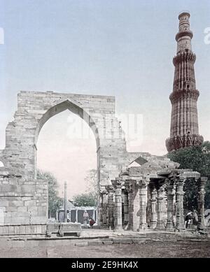 Kutub Minar and Iron Column, Delhi, India, circa 1890s Stock Photo - Alamy