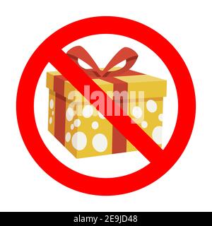 Banned gift icon symbol badge. Vector prohibition banner, warning icon ...
