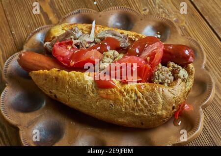 Halv special - Swedish hot dog variety that consists of a standard hot ...