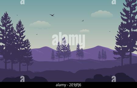 Cool atmosphere with a nice view in the morning. Vector illustration of ...