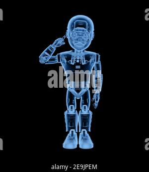 3d rendering x-ray cute artificial intelligence robot with cartoon ...