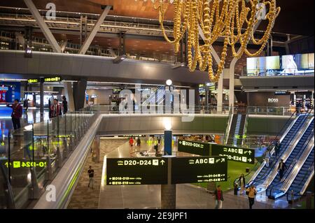 Hamad International Airport Terminal with all gates and Travellers ...