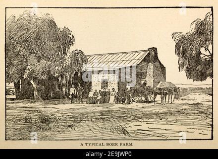 Farm of a Boer, South Africa, historic illustration 1886 Stock Photo ...