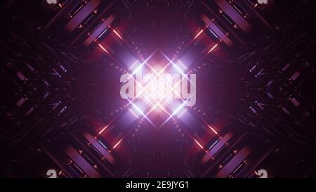 Futuristic neon light tunnel 3d illustration background Stock Photo - Alamy
