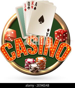 Pocker casino gambling set with cards chips and royal flash ribbon on ...