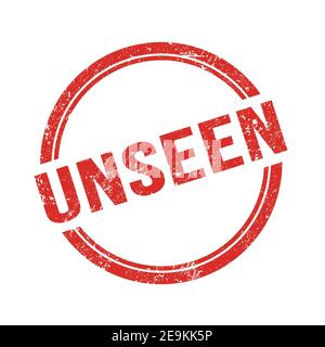 UNSEEN text written on red grungy zig zag borders round stamp Stock ...