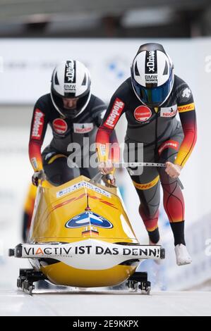 Kim Kalicki of Germany in action during the Women's Mono-Bob World Cup ...