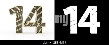 14 fourteen gold number 3d illustration render Stock Photo - Alamy