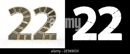 number 22 (number twenty-two) perforated with small holes on the metal ...