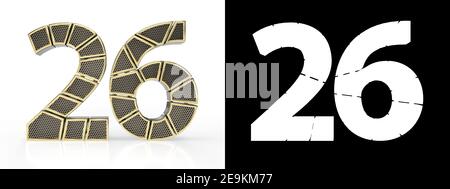 number 26 (number twenty-six) perforated with small holes on the metal ...