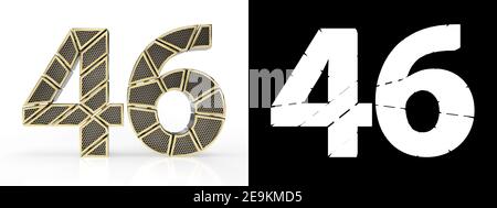46 gold forty-six number 3d illustration render Stock Photo - Alamy