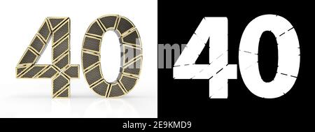 Gold number 40 (number forty) with perforated black metal background ...