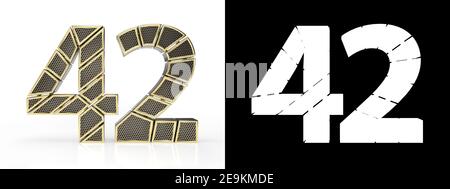 Gold number 42 (number forty-two) with laurel branch with alpha channel ...