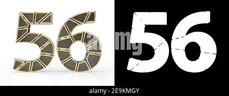Gold number 56 (number fifty-six) with perforated black metal ...
